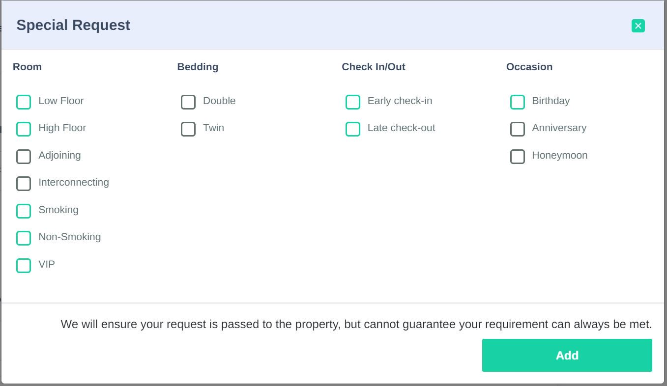 Post booking special requests - stuba.com